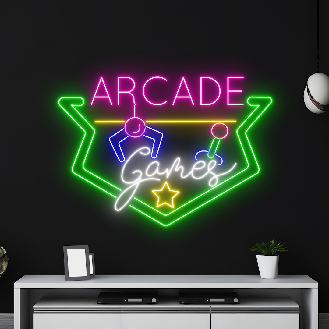 Arcade Game Machine Neon Sign, Game Machine Led Sign, Arcade Led Light ...