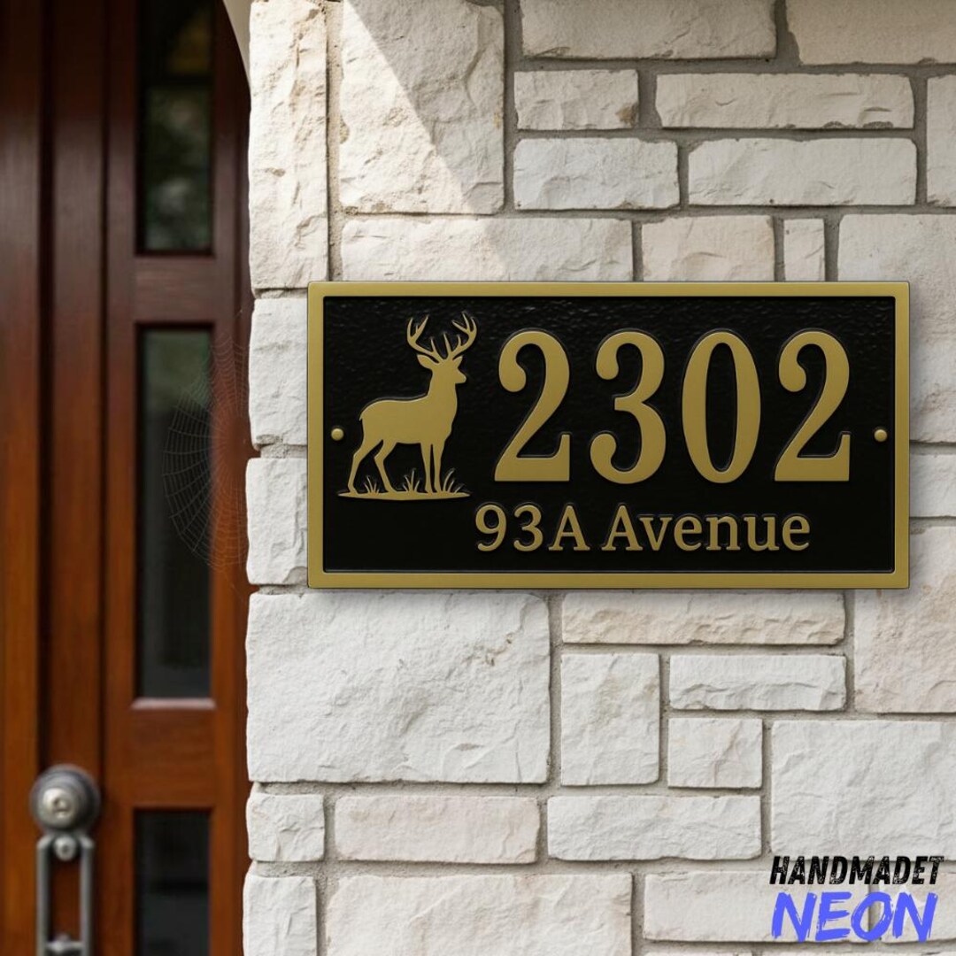 Personalized Deer Address Plaque, Custom House Number Sign, Address ...