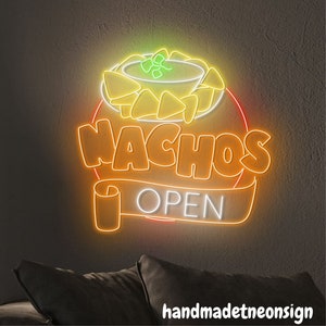 Nachos Open Neon Sign, Nachos Led Sign, Mexico Nachos Led Light, Open ...