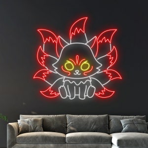 Nine-tailed Fox Neon Sign, Fox Led Sign, Kitsune Led Light, Custom ...