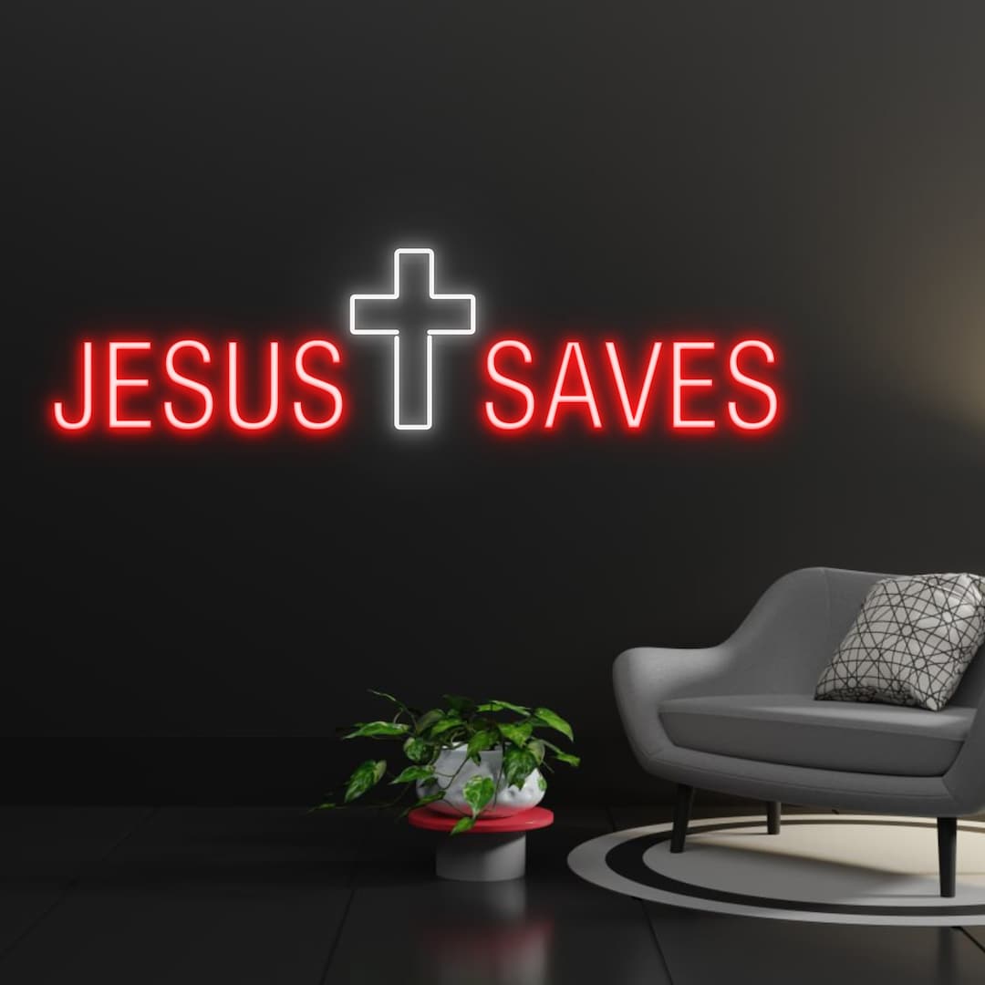 Jesus rettet Kreuz Neon Schild, Jesus Led Schild, Wanddekor ...