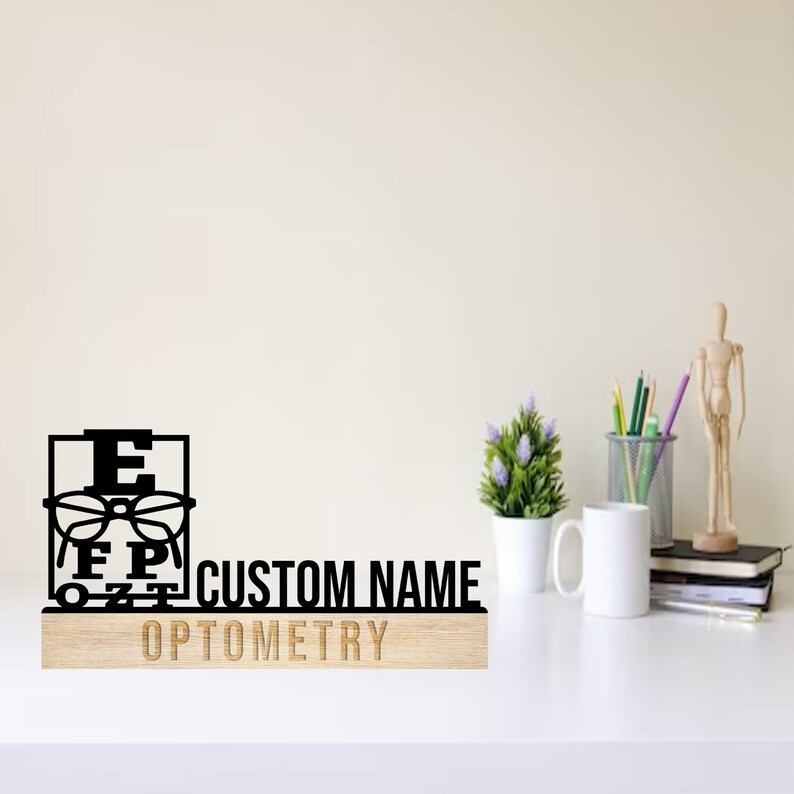 Custom Optometry Desk Name Plate, Optometry Metal Nameplate for Desk ...