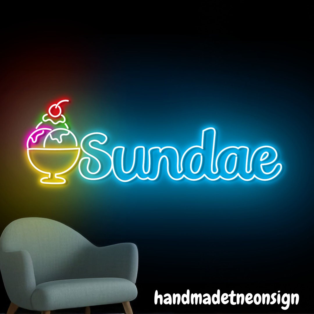 Sundae Neon Sign, Sundae Ice Cream Led Sign, Ice Cream Neon Light ...