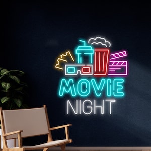 Movie Night Neon Sign, Movie Night Neon Light, Movie Night Led Light ...