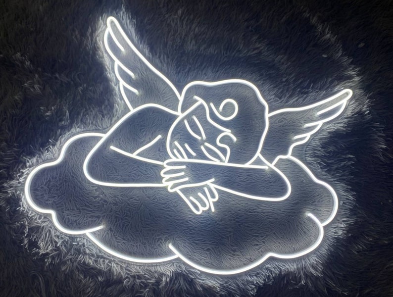 Sleeping Angel Neon Sign Angel Led Sign Wall Decor Angel - Etsy
