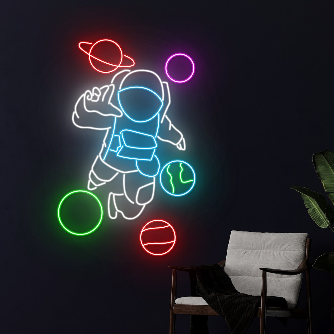 Astronaut Neon Sign, Flying Astronaut Led Sign, Spaceman Led Light ...