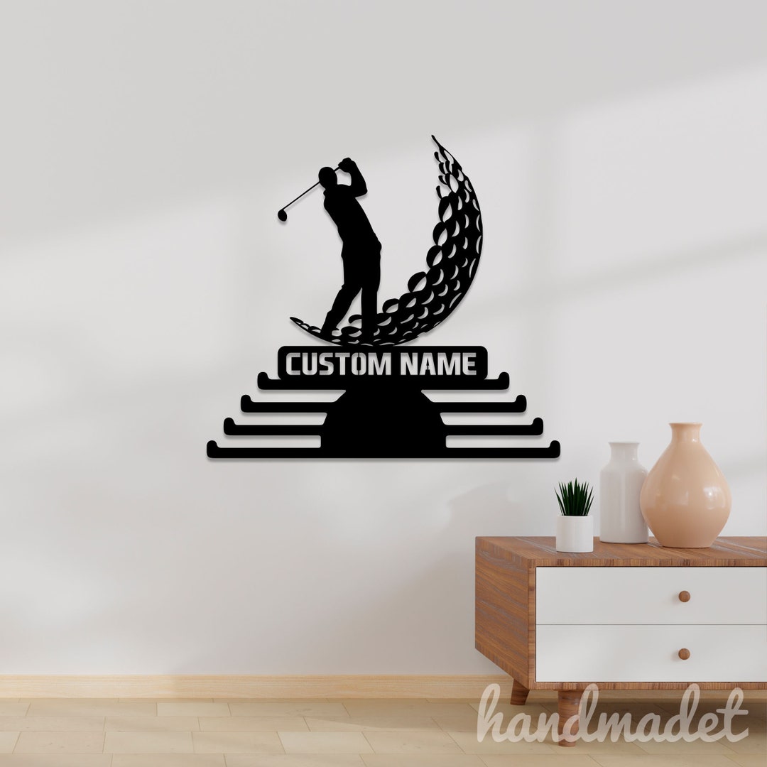 Custom Golf Medal Hanger Metal Wall Art LED Light, Golf Player Name ...