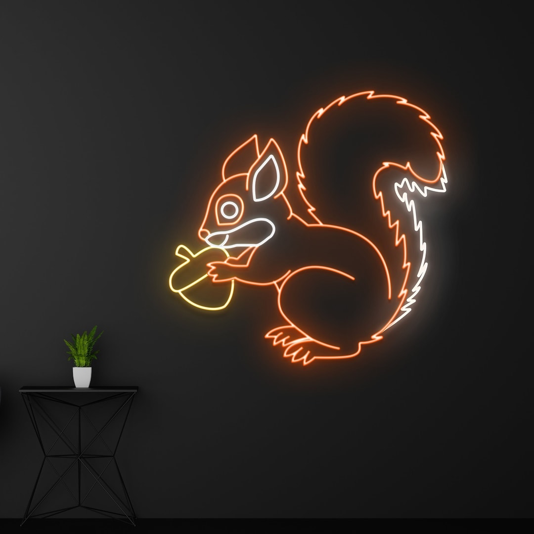Squirrel Neon Sign, Squirrel Nut Neon Light, Chipmunk Led Light ...