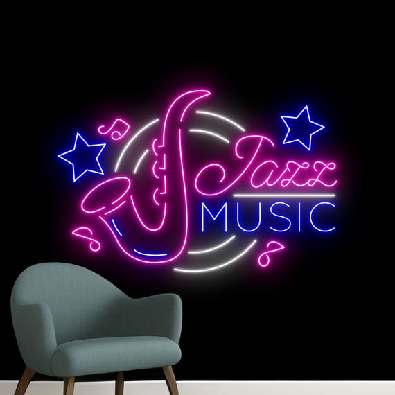Neon Signs Jazz Music Yellow Jazz With Saxophone Neon Sign