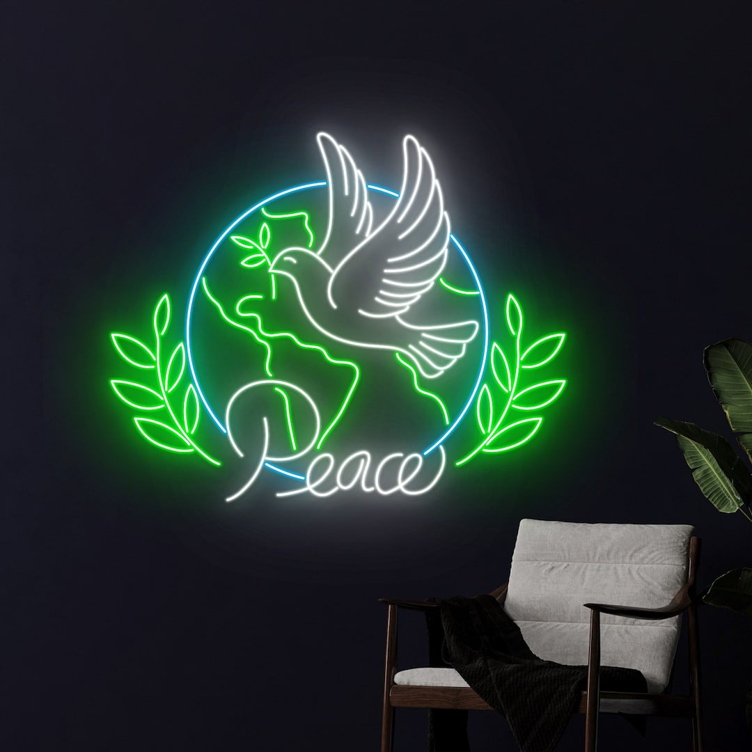 Peace Earth Dove Neon Sign Flying Pigeon Earth LED Light - Etsy