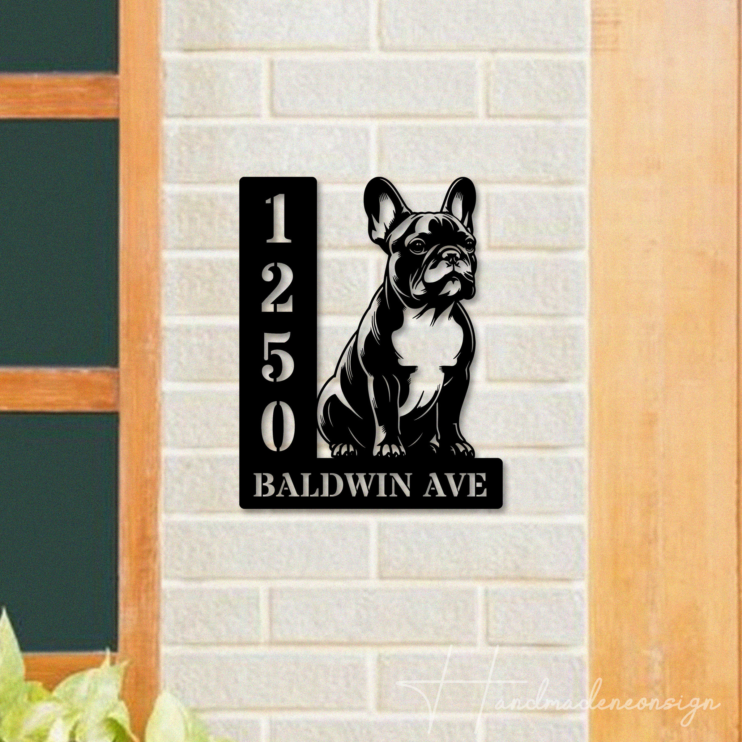 Personalized French Bulldog House Number, Pet Home Number Metal Wall ...