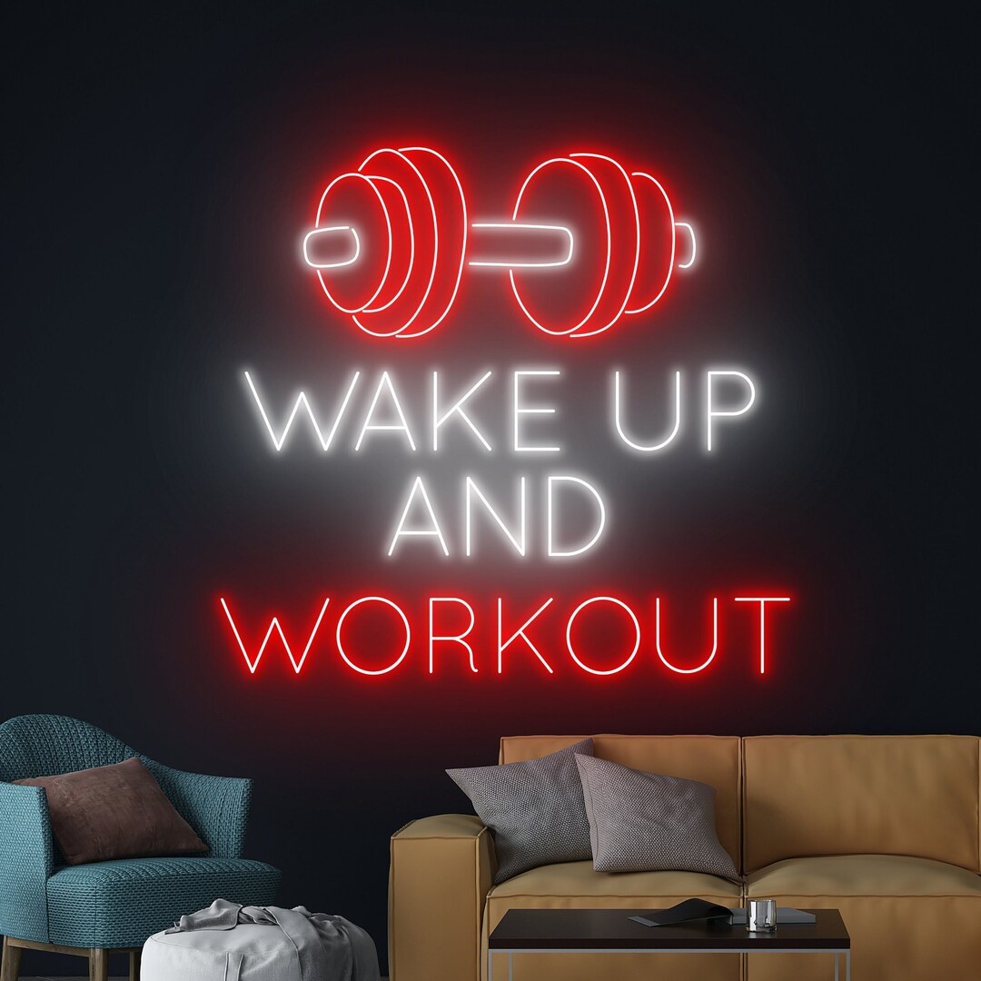 Wake up and Workout Neon Sign, Wake up and Workout Neon Light, Gym Led ...