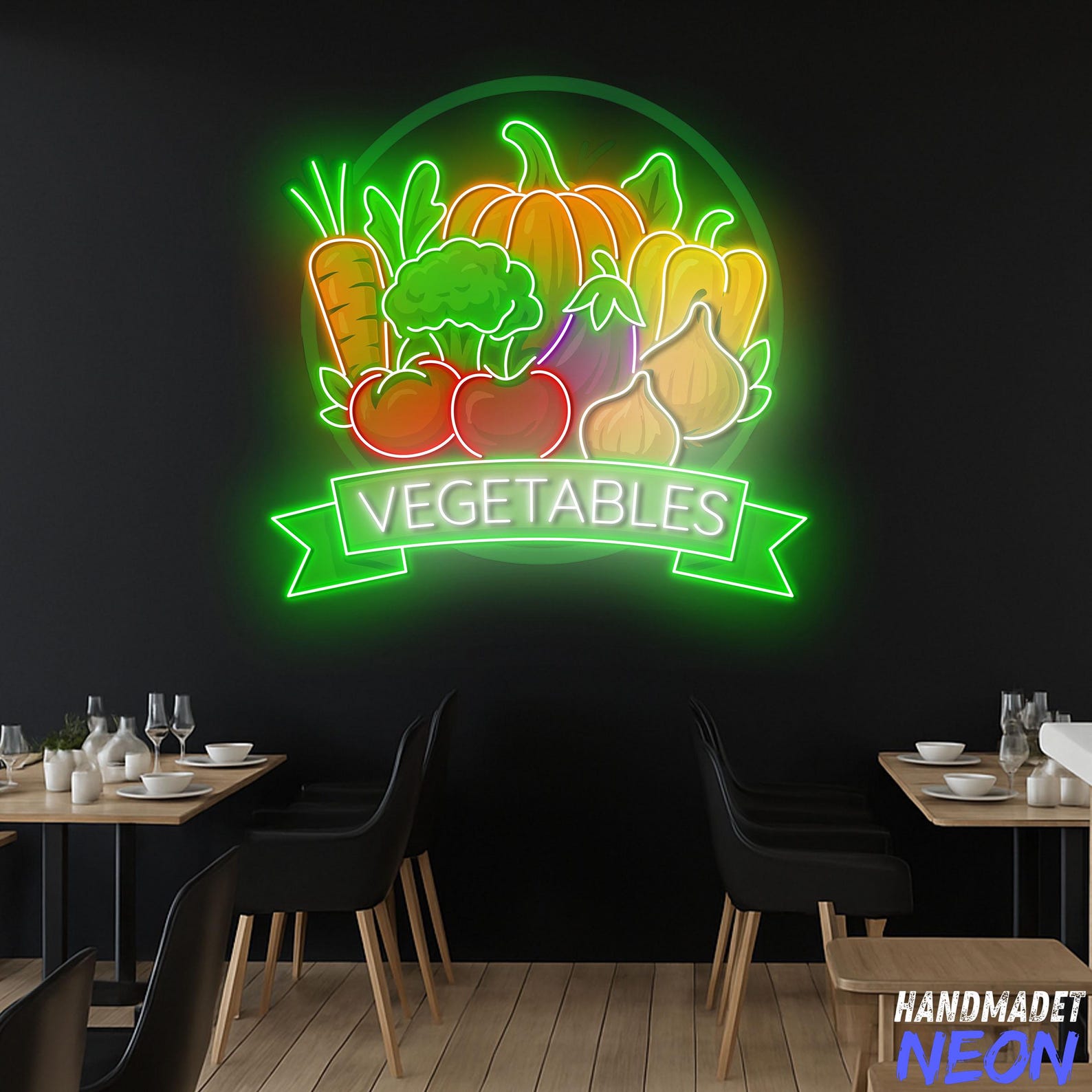 Vegetables Neon Sign, Fresh Produce LED Light, Farmers Market Decor ...