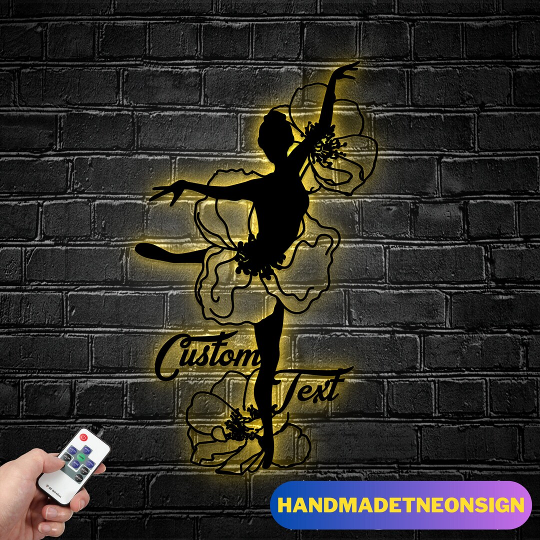 Custom Flower Ballerina Dance Metal Wall LED Light - Personalized ...