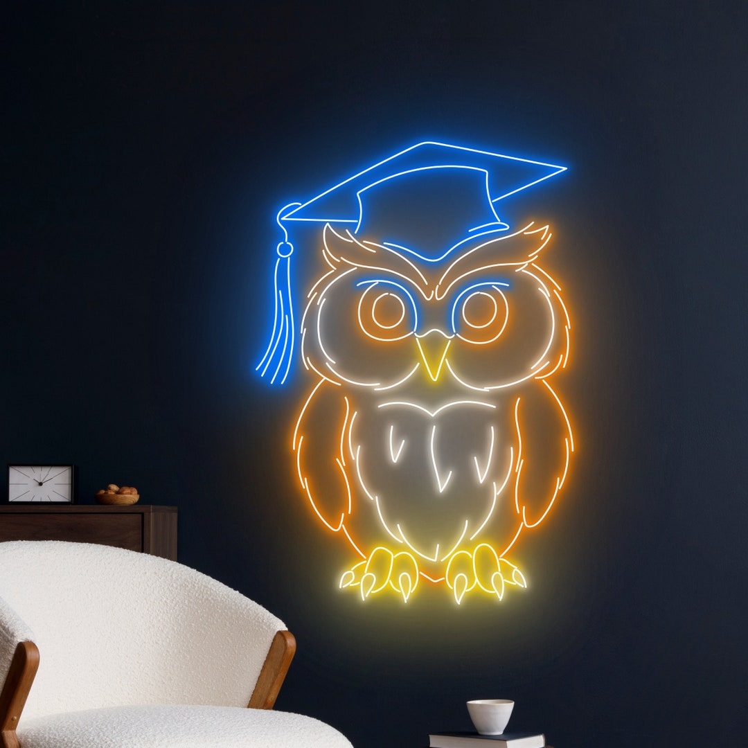 Graduation Owl Neon Sign, Graduation Gift Neon Light, Owl Led Sign, Owl ...