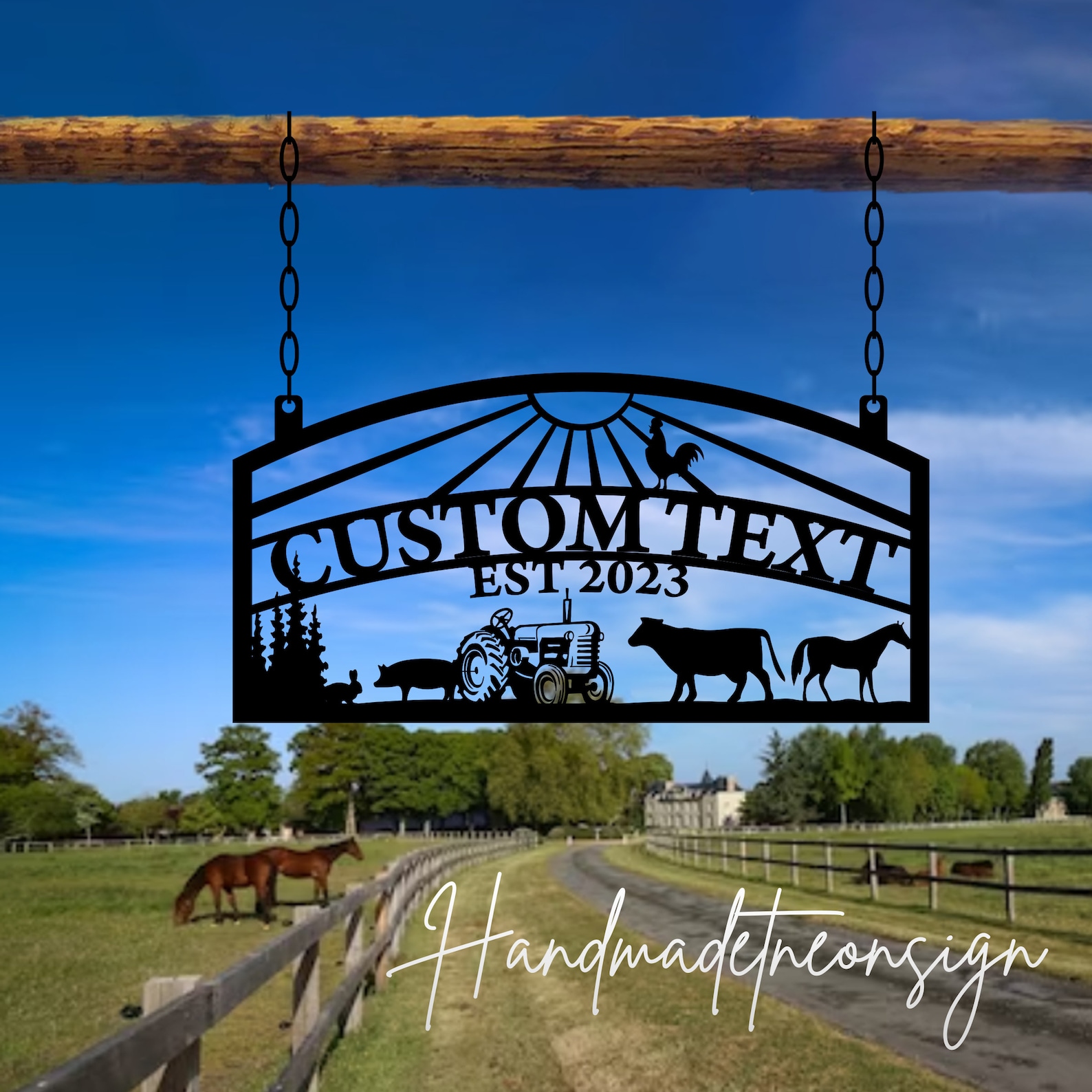 Personalized Outdoor Farm Sign Hanging Metal Sign Custom Farm Name Sign ...