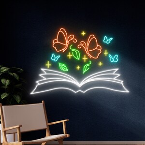 Custom Magic Book Neon Sign, Open Book LED Light, Book Page Neon Light ...
