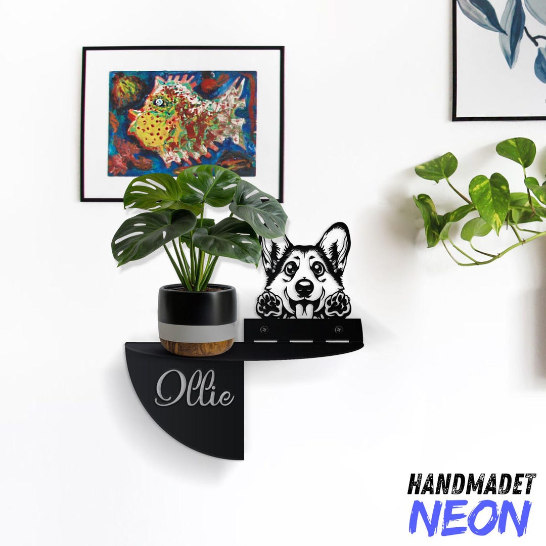 Personalized Pembroke Welsh Corgi Metal Wall Shelf, Corgi Dog Metal ...