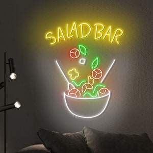 Salad Bar Neon Wall Sign, Salad Fruit Led Wall Light, Salad Food Led ...