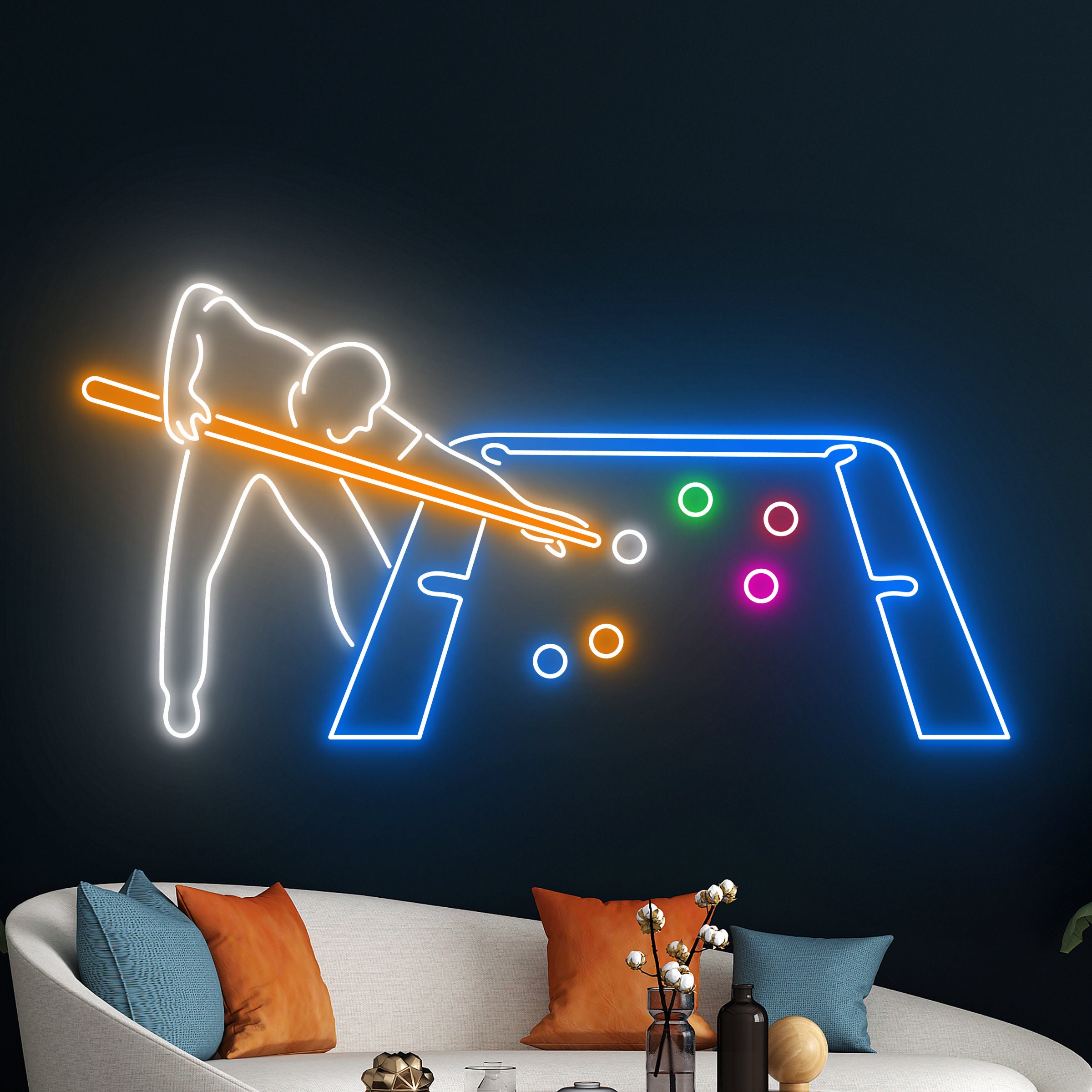 Man Pool Hall Neon Sign, Pool Hall Led Sign, Billiards Led Sign, Custom ...