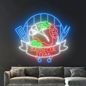 Barbecue Steak Neon Light, BBQ Neon Sign, Barbecue Led Light, Steak Led ...