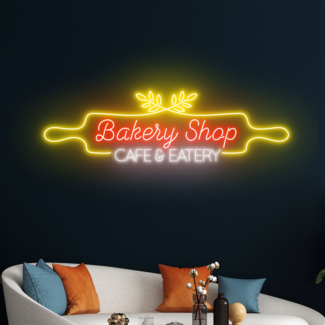 Bakery Shop Cafe and Eatery Neon Sign, Open Bakery Led Light, Bakery ...