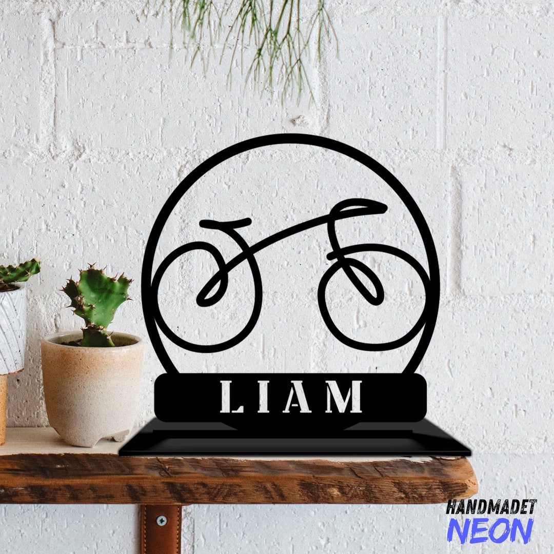 Custom Bicycle Table Decor, Cyclist Metal Shelf Decor Home, Biker Table ...