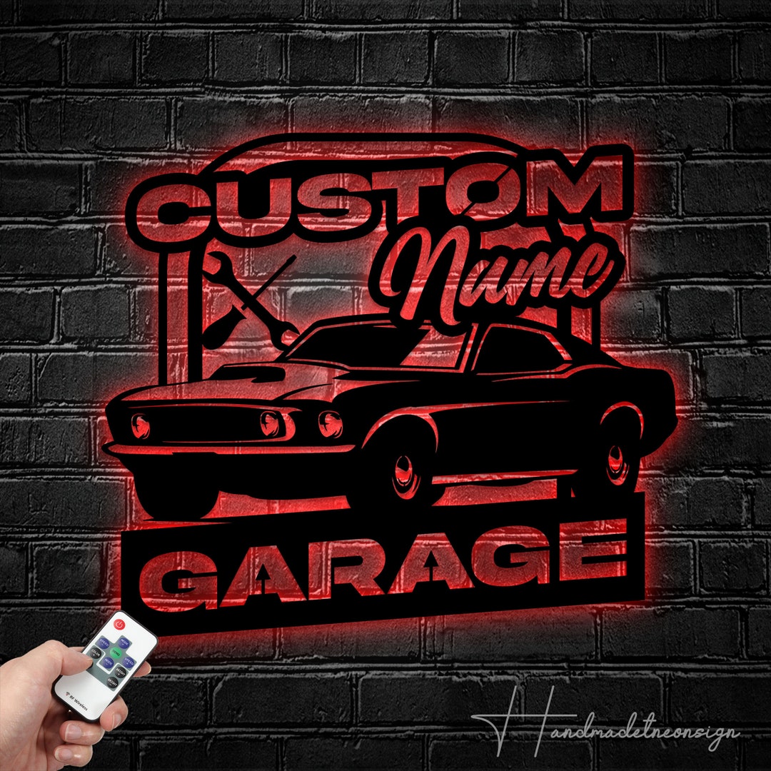 Custom Car Repair Metal Wall Art LED Light, Custom Mechanic Tools ...