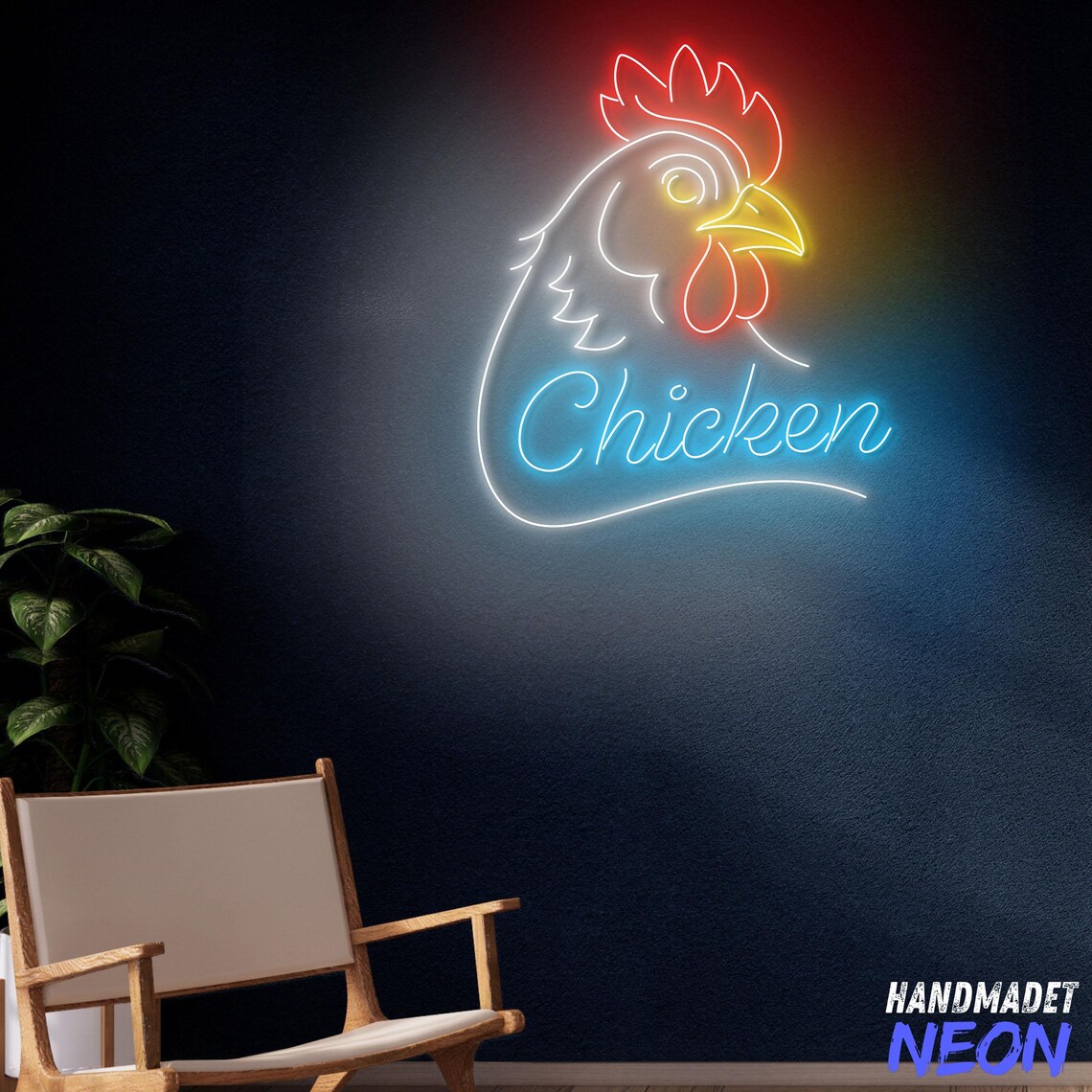 Chicken Neon Sign, Fried Chicken Neon Sign, Custom Neon Signage for ...
