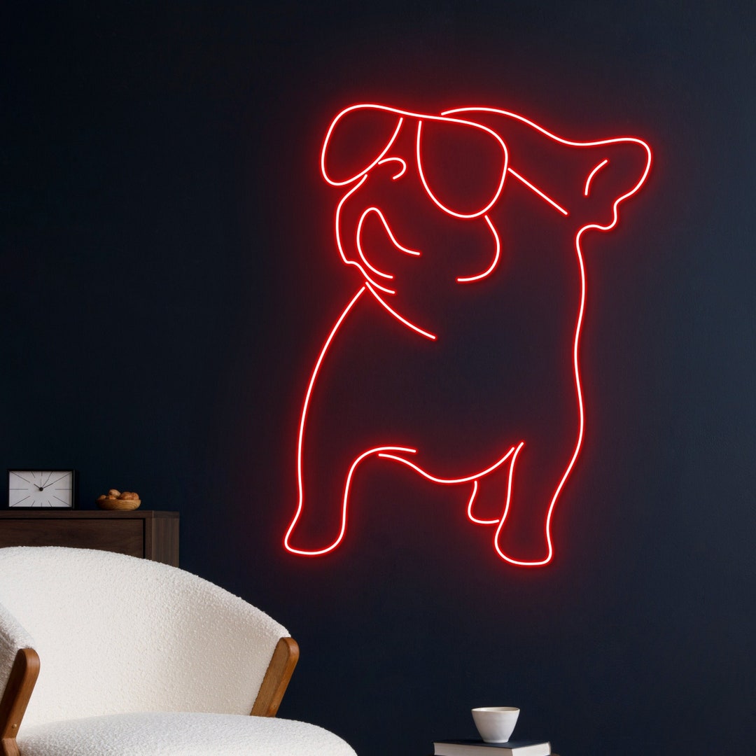 French Bulldog in Glasses Neon Sign, French Bulldog Led Light, Bull Dog ...