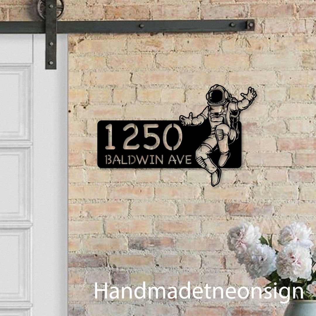 Personalized Astronaut House Number, Astronaut Home Number Metal Wall ...