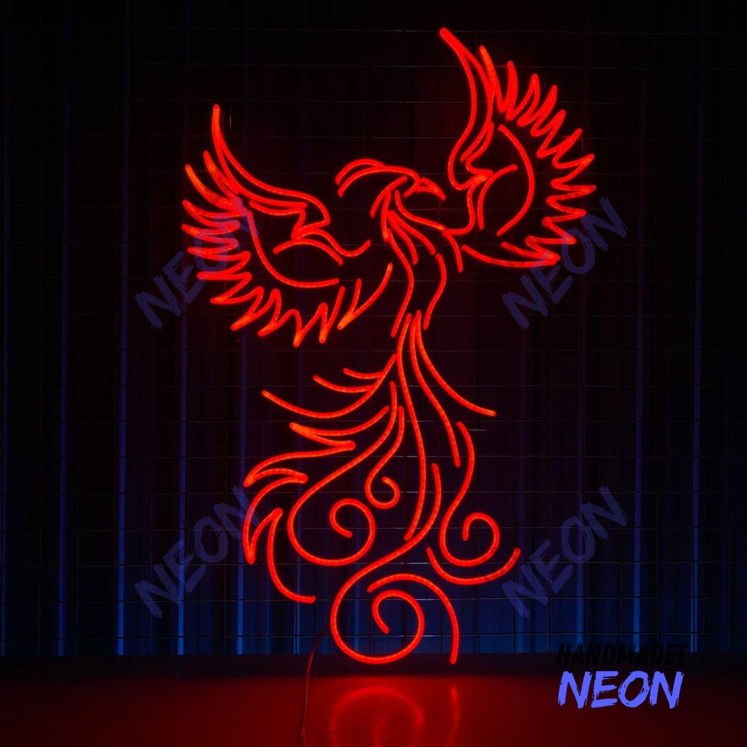 Custom Fiery Phoenix Neon Sign, Mythical Phoenix LED Sign, Flying Fire ...