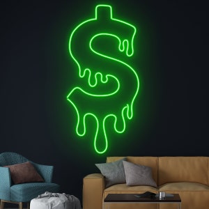 Dripping Money Dollar Neon Light, Money Dollar Neon Sign, Money Dollar ...