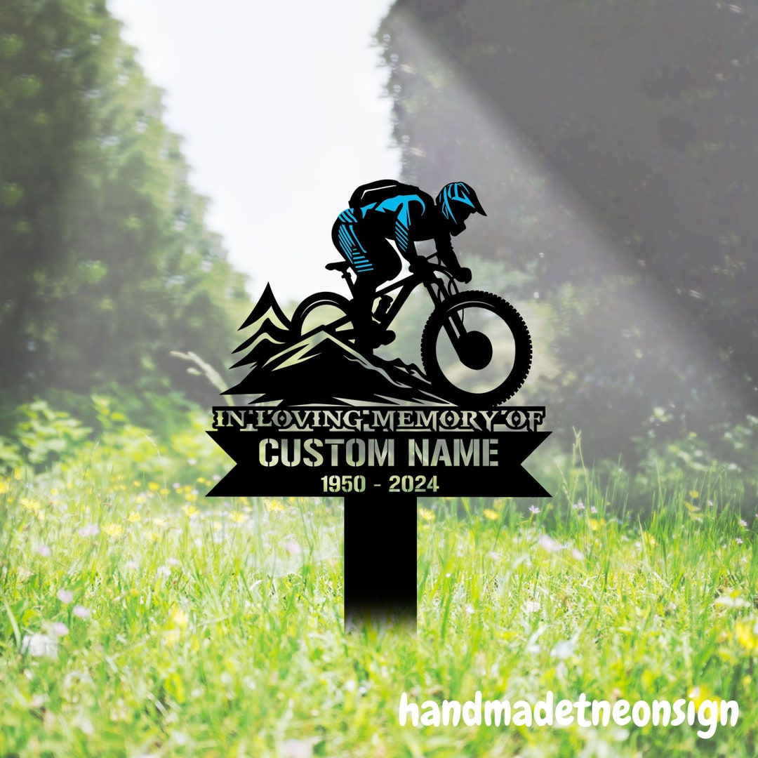 Custom Cyclist Memorial Stake, Bicycle Mountain Metal Stakes, Biker ...