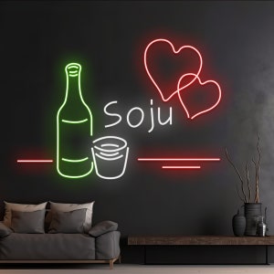 Custom Love Soju Neon Sign, Soju Shot Glass Neon Light, Soju Bottle Led ...