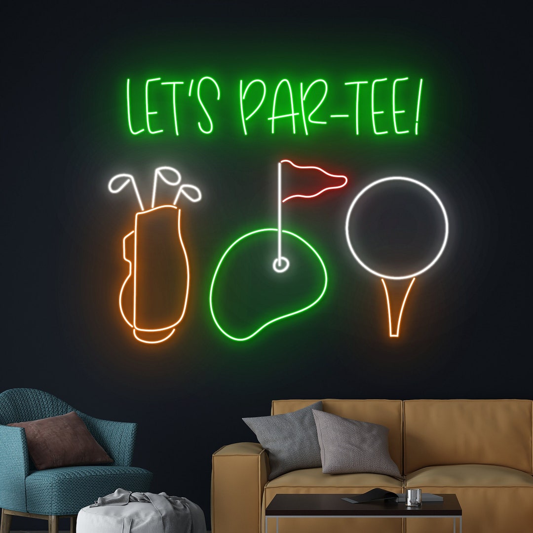 Let's Par Tee Golf Neon Sign, Golfer LED Light, Golfing LED Sign, Golf ...