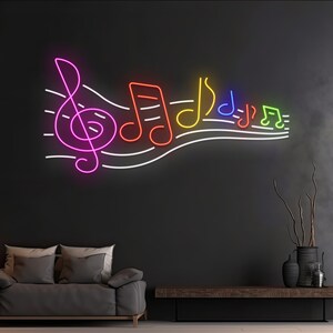Custom Music Notes on Stave Led Sign, Music Embroidery Neon Light ...