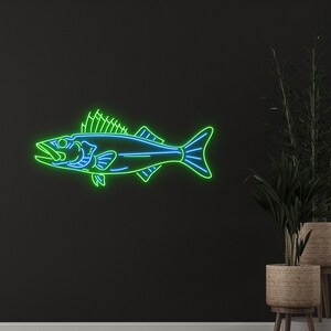 Walleye Fish Led Sign, Walleye Fish Neon Sign, Fish Led Light, Fish ...