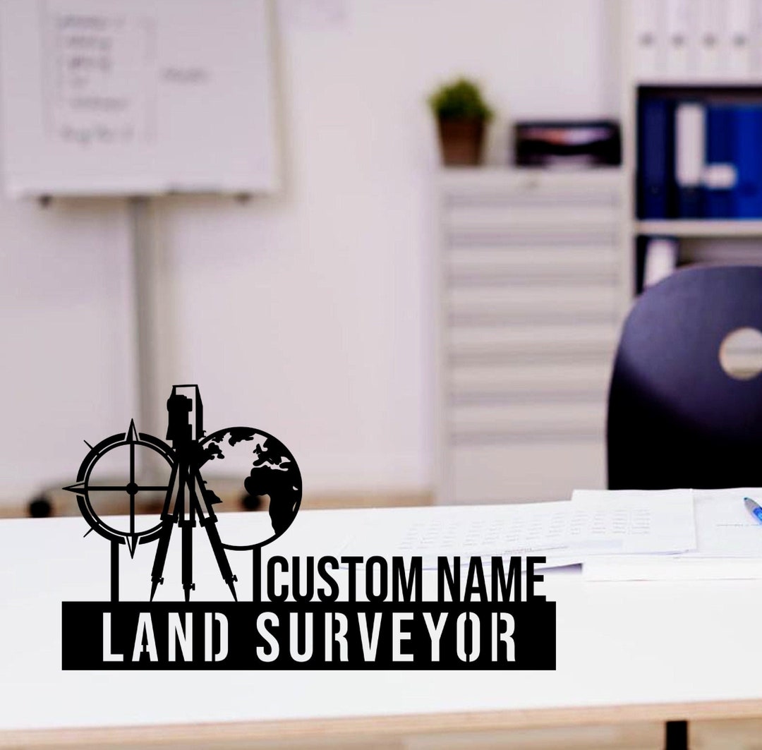 Custom Land Surveyor Desk Name Plate, Land Surveyor Metal Nameplate for ...