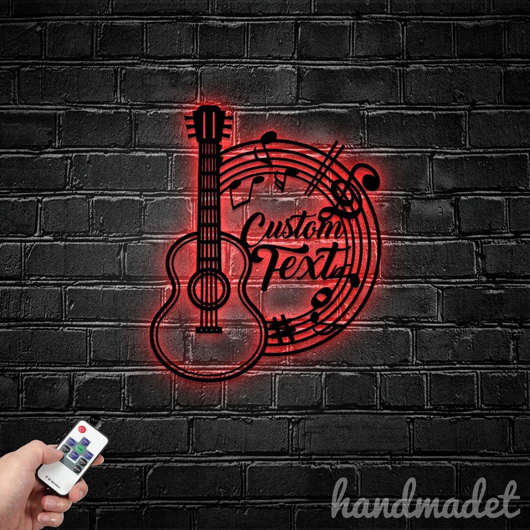 Personalized Acoustic Guitar Metal Wall Sign, Musical Instrument Metal ...