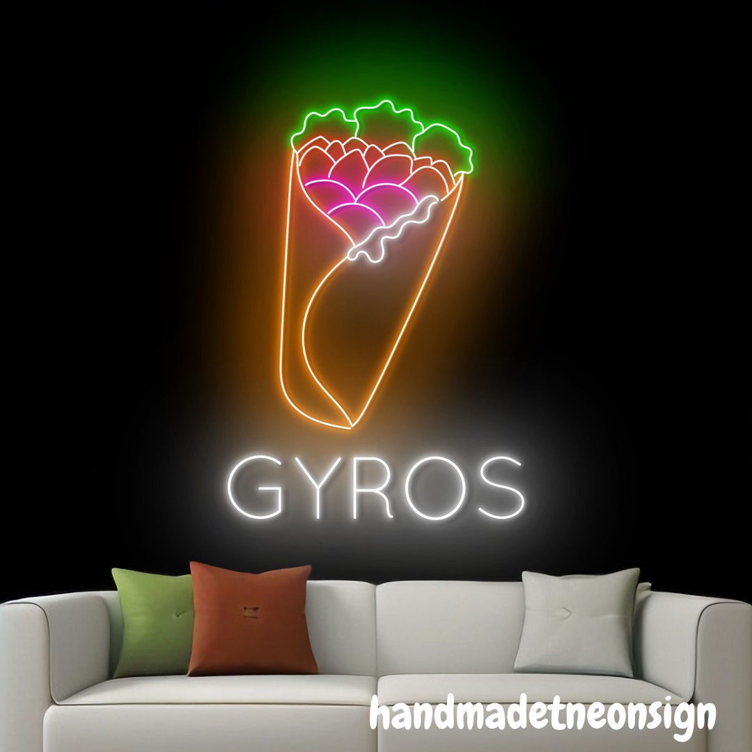 Gyros Neon Sign, Gyros Led Sign, Greece Gyros Led Light, Gyros Neon ...