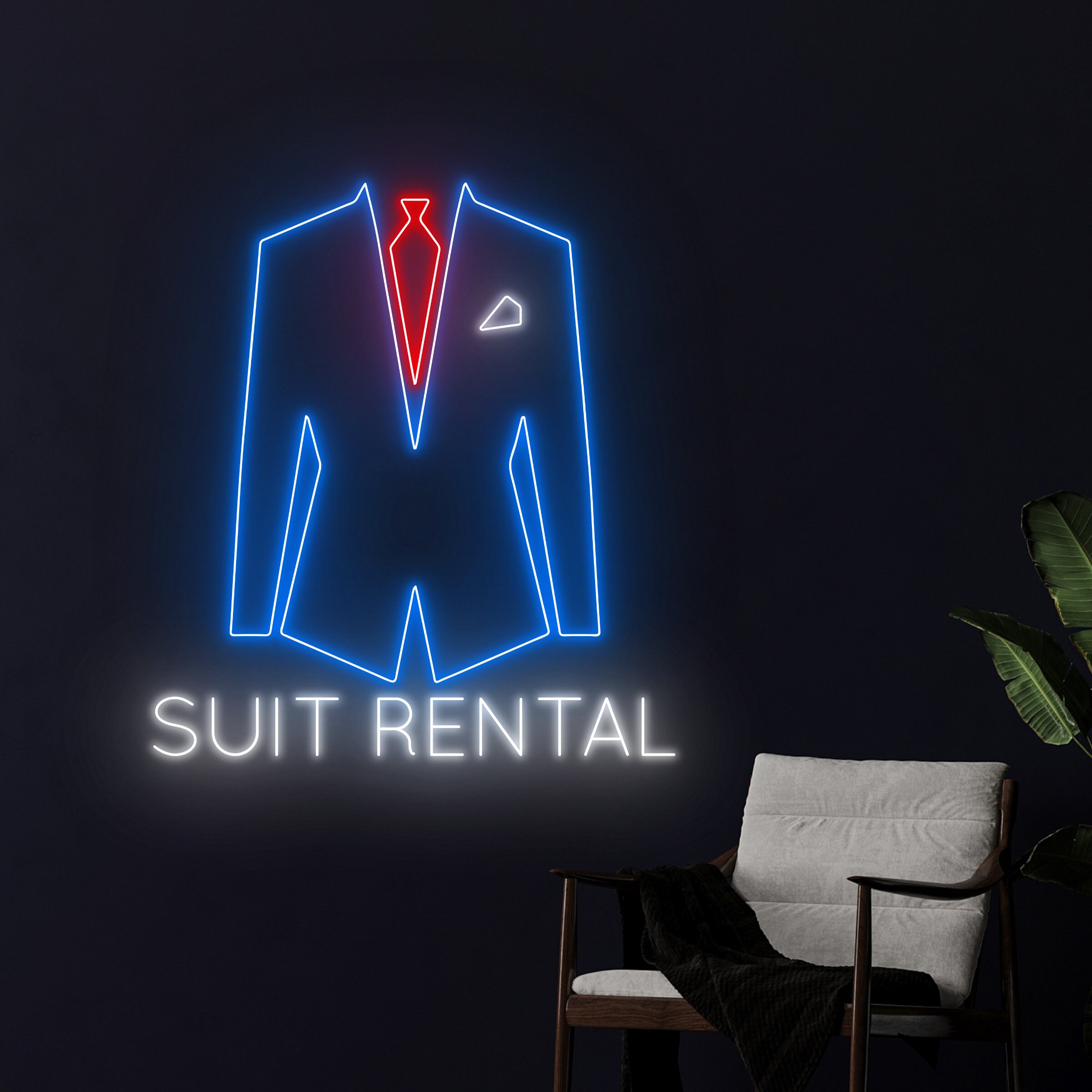 Suit Rental Led Sign, Suit Neon Sign, Men's Vest Led Light, Clothing ...