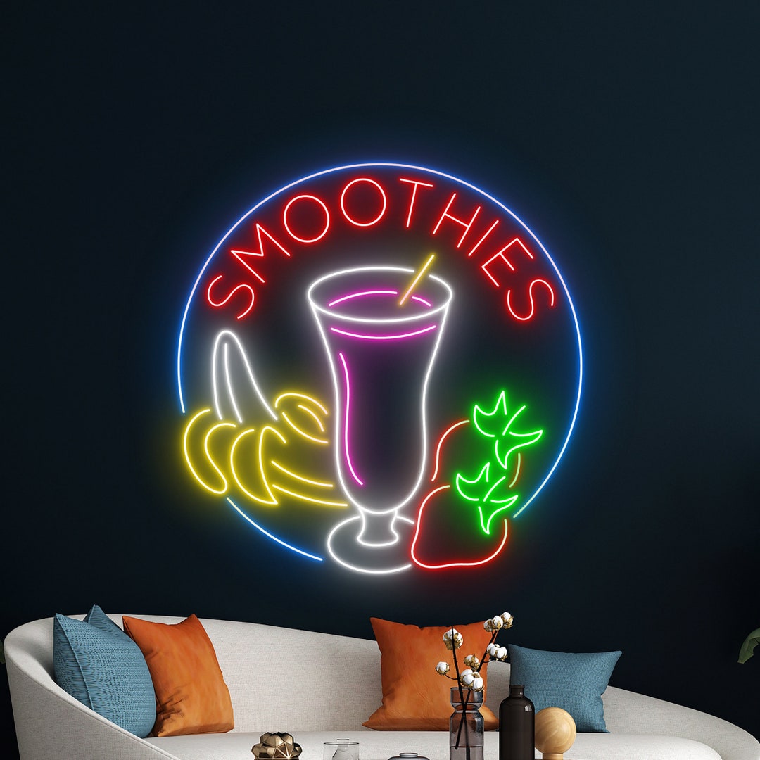 Smoothie Neon Sign, Smoothie Strawberry Banana LED Light, Smoothie ...