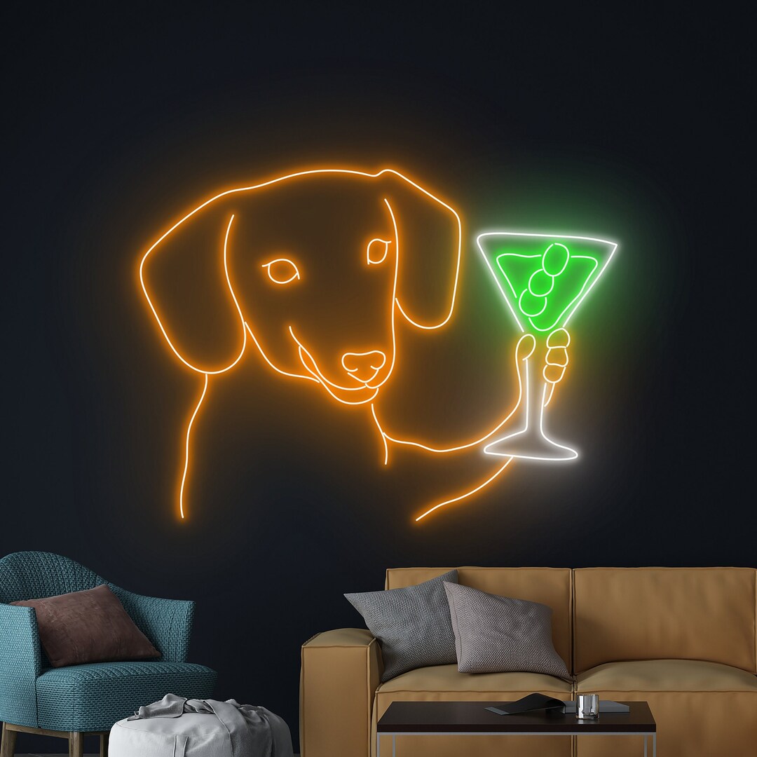 Dachshund Martini Neon Sign, Dachshund Dog LED Light, Dachshund LED ...