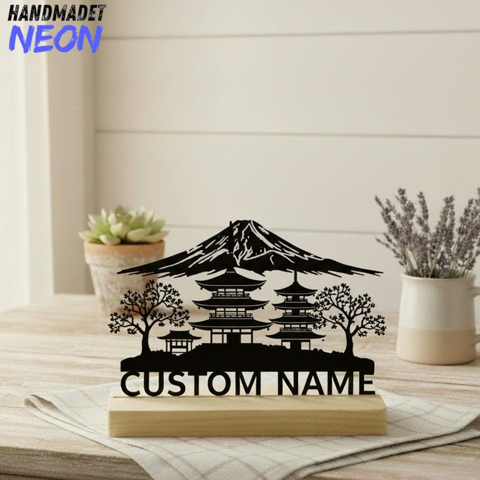 Personalized Japanese Agoda Metal Desk Decor, Custom Name Mountain Sign ...