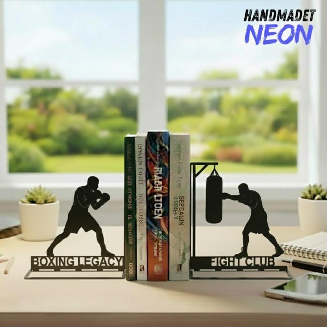 Personalized Boxing Metal Bookends, Custom Boxer Book Holder With Name ...