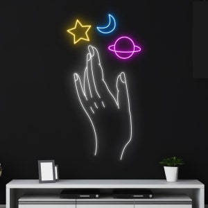 Custom Galaxy Hand Led Sign, Space Hand Neon Sign, Universe Hand Led ...