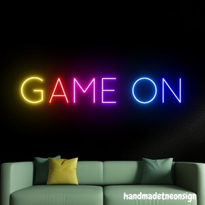 Game on Neon Wall Sign, Gamer Led Wall Sign, Player Neon Wall Light ...