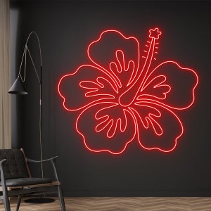 Custom Hibiscus Flower Neon Sign, Hawaiian Flower LED Light, Hawaii ...
