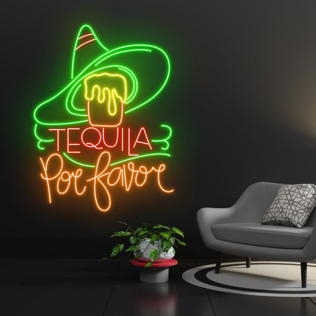 Tequila Por Favor Neon Sign, Tequila LED Sign, Tequila Neon Light, Wine ...